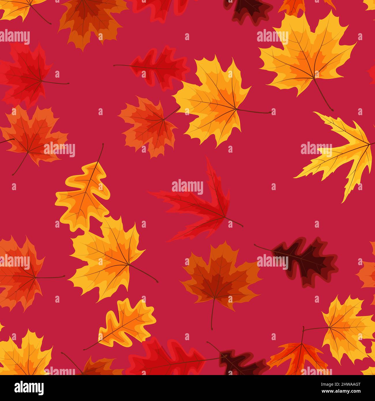 Autumn seamless pattern background with falling leaves. Illustration ...