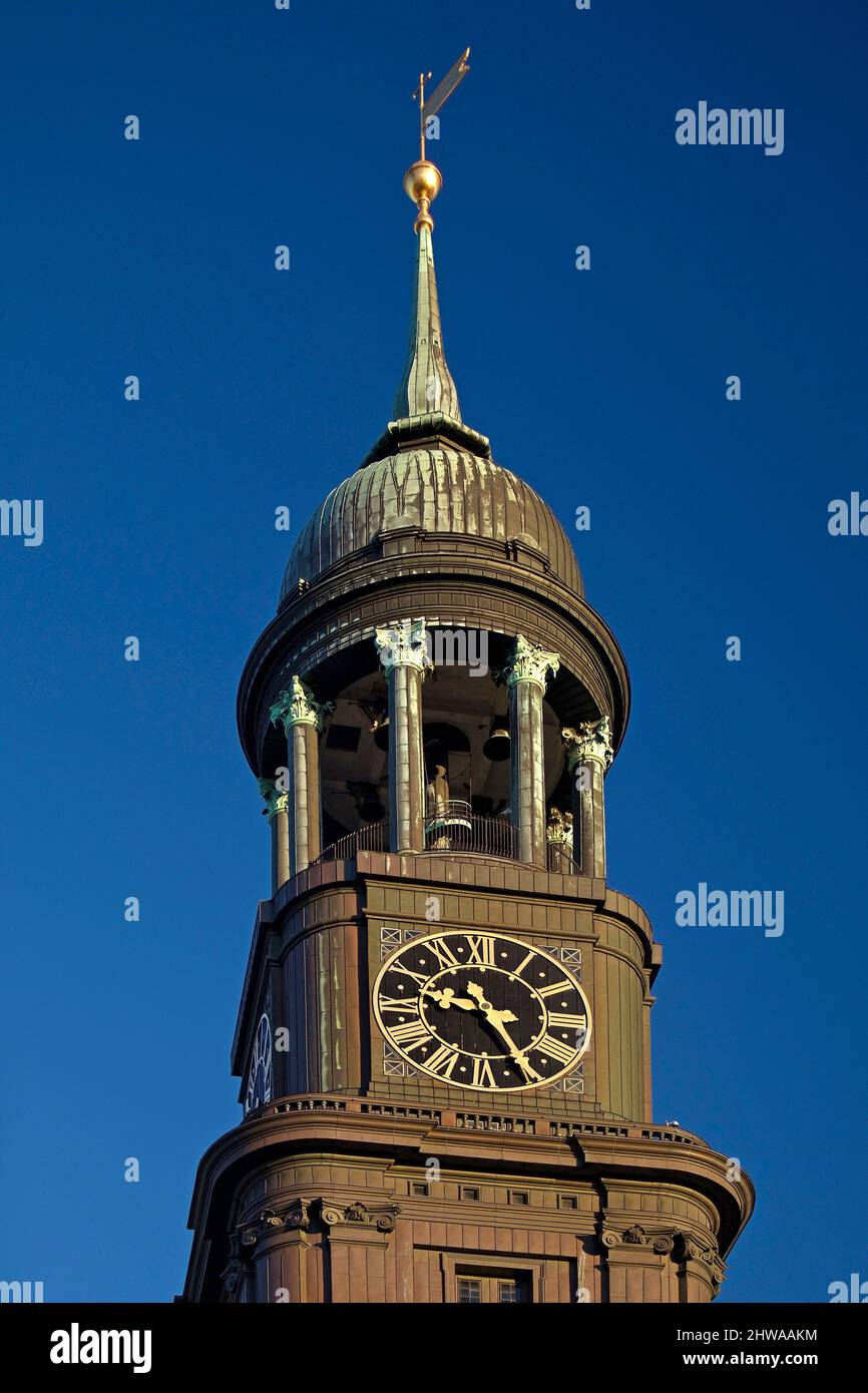 steeple of the church St. Michaelis, called Hamburger Michel, Germany ...