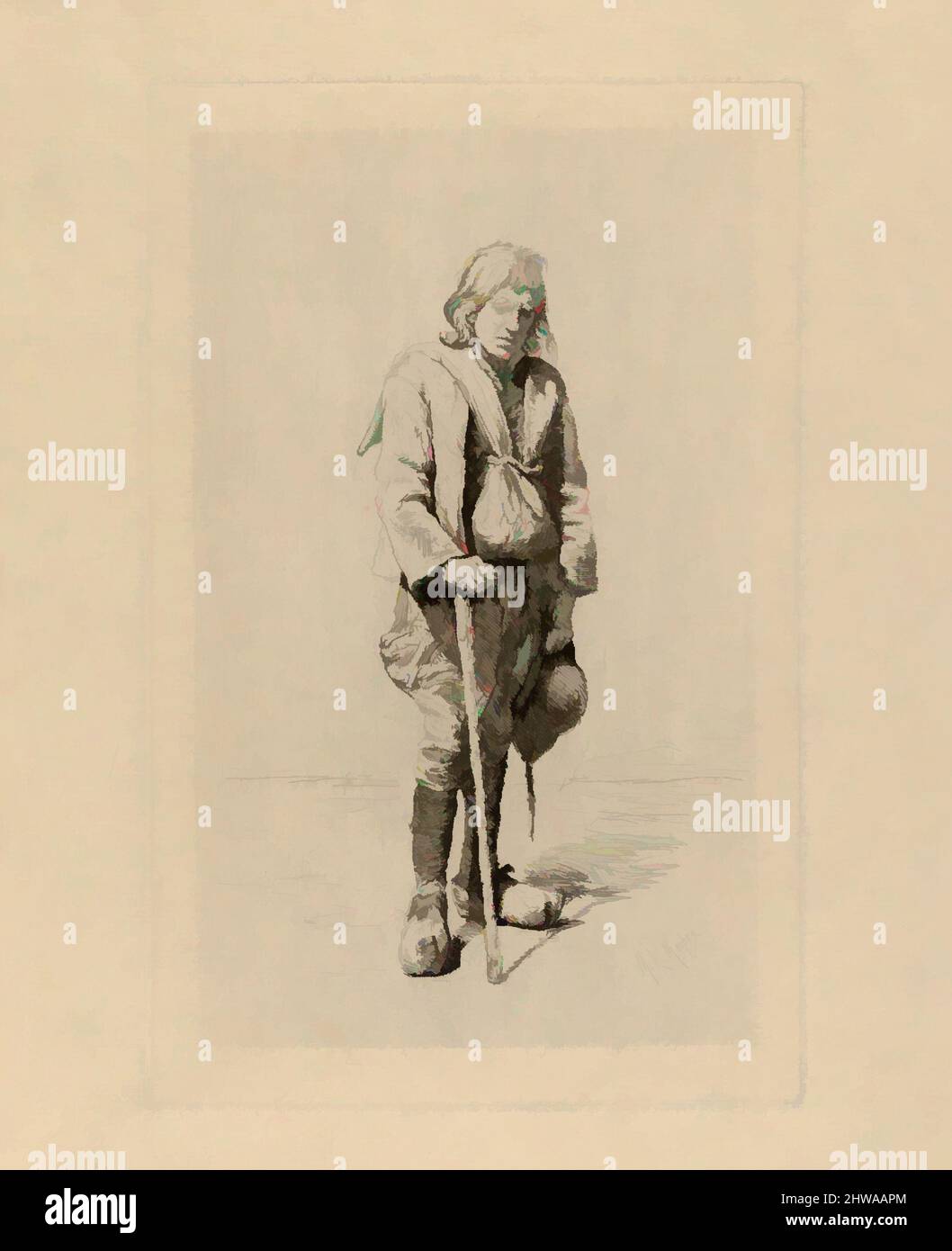 Art inspired by Drawings and Prints, Print, A Breton Beggar, Sitter ...