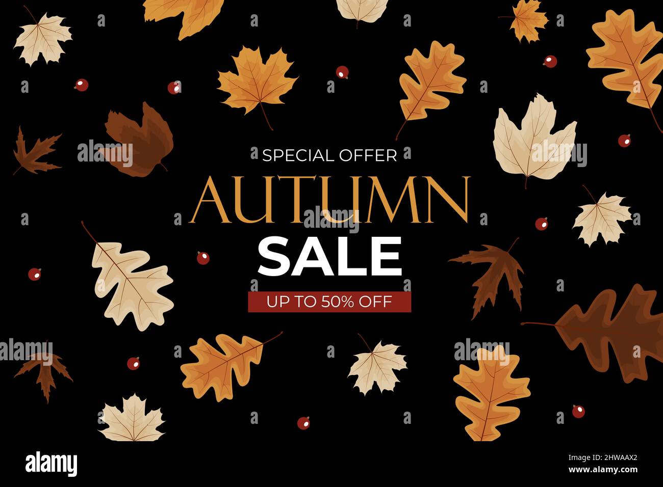 Autumn sale background with falling leaves. Illustration Stock Photo ...