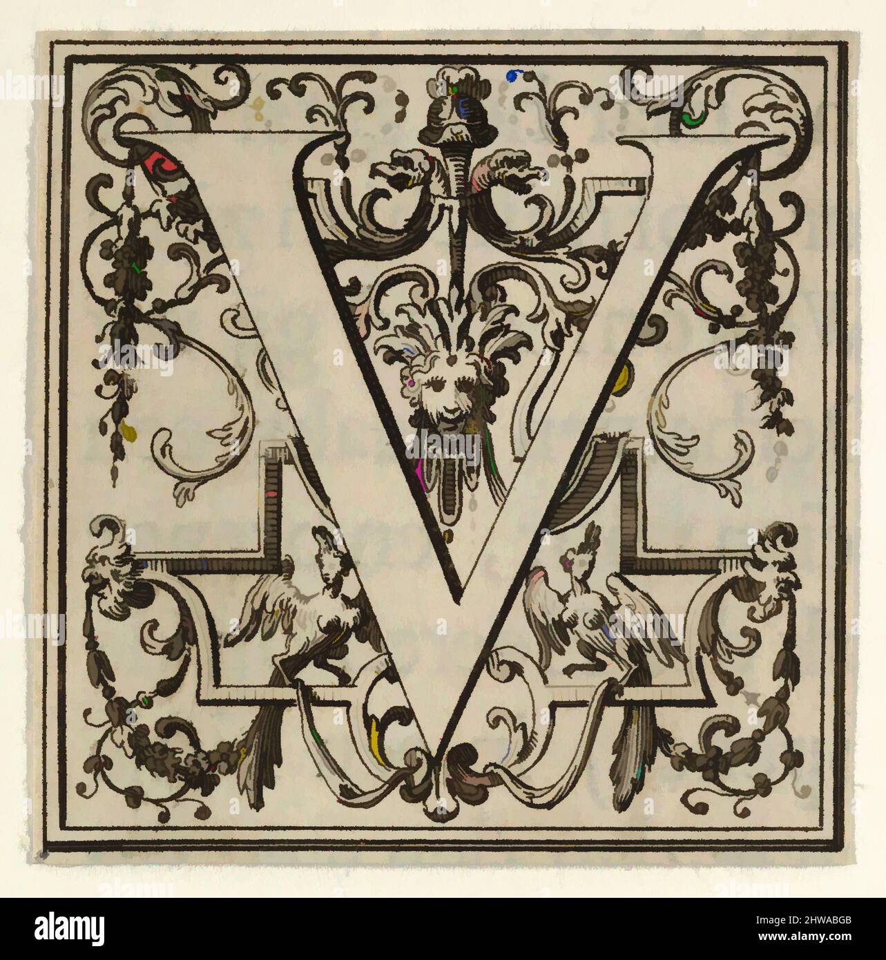 Art inspired by Drawings and Prints, Print, Roman Alphabet letter V ...