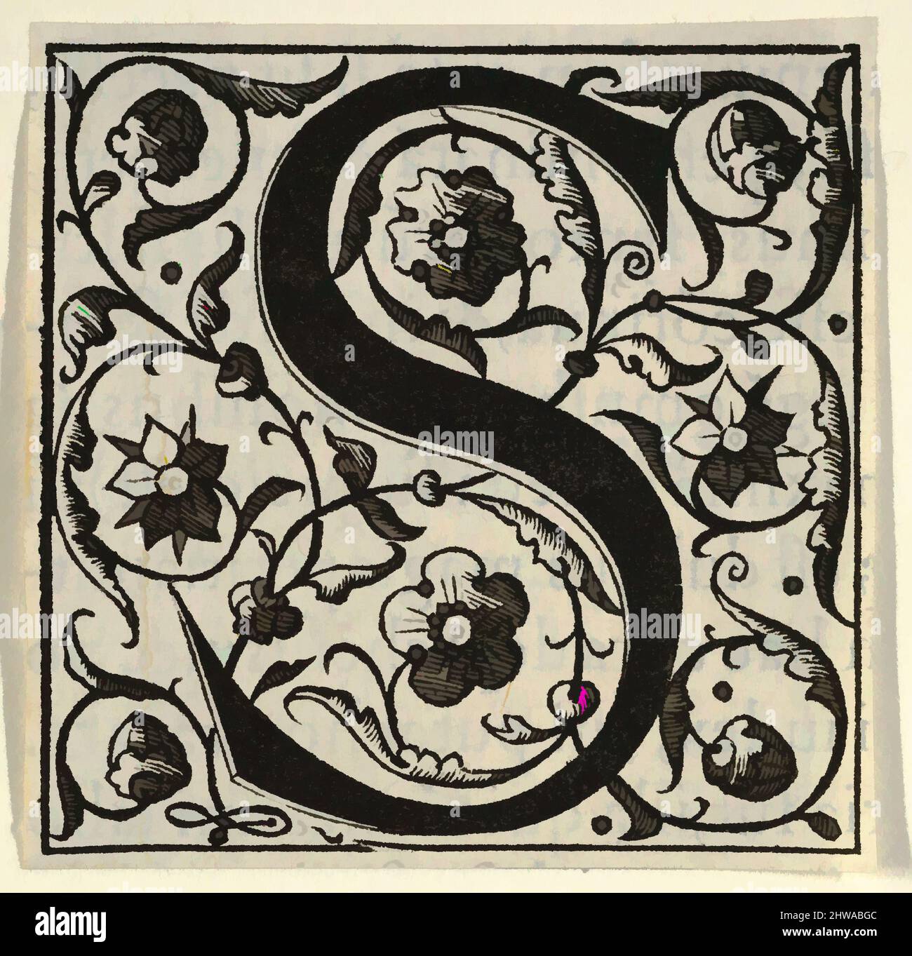 Art inspired by Drawings and Prints, Print, Initial letter S with ...