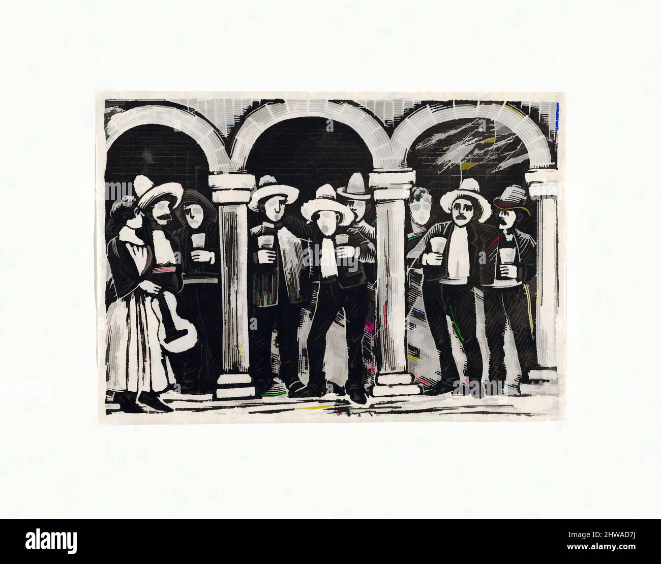 Art inspired by Drawings and Prints, Print, Musicians standing in an ...