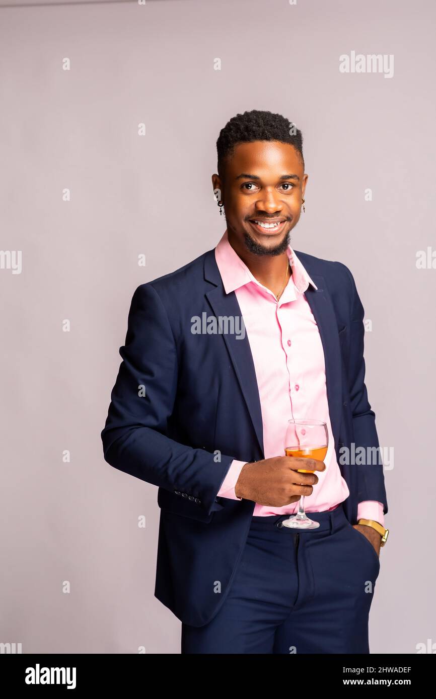 successful african american businessman enjoying glass of whiskey Stock ...