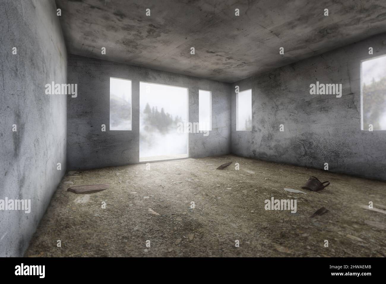 Vacant abandoned office room in hi-res stock photography and images - Alamy