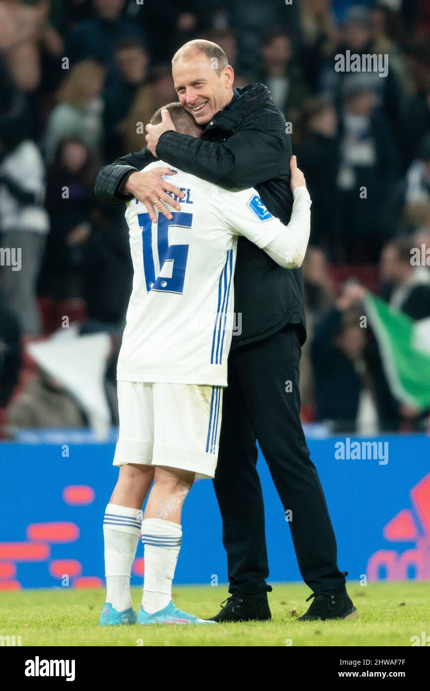 Copenhagen, Denmark. 04th Mar, 2022. Head coach Jess Thorup of FC Copenhagen seen with Pep Biel ...