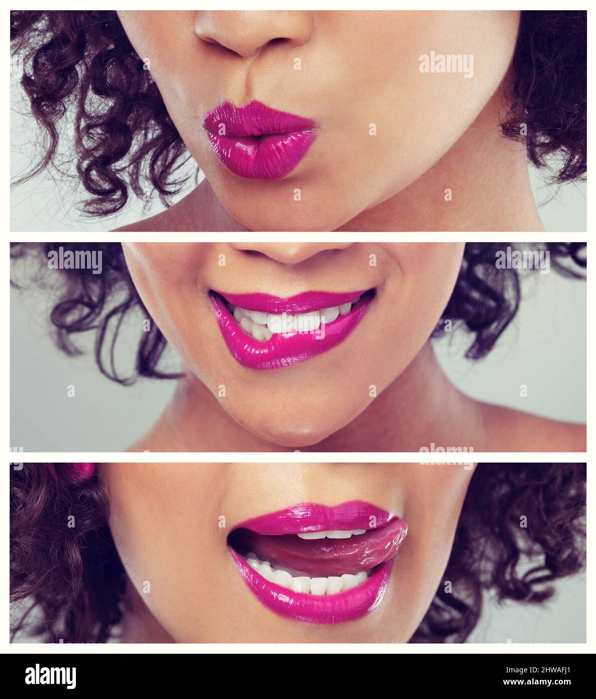 Shell have you licking your lips. Closeup shot of a woman licking her ...