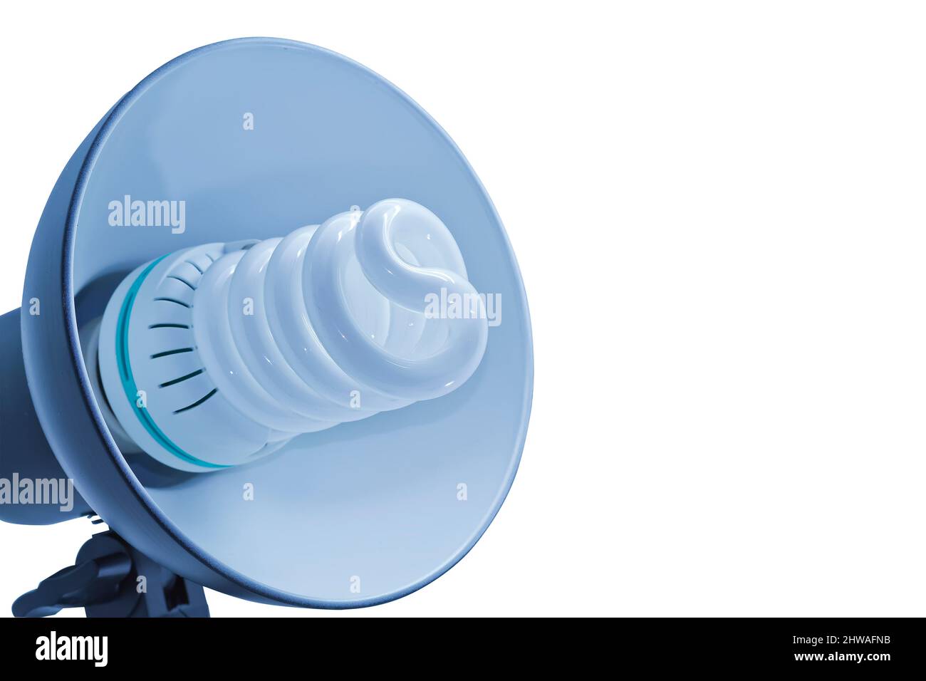 lamp holder with standard studio reflector and spiral light bulb with ...