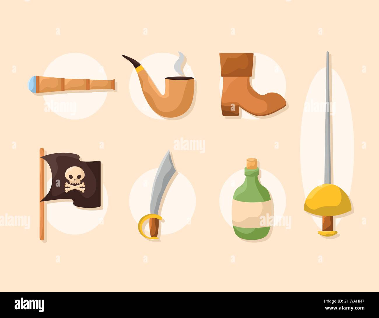 seven pirate items Stock Vector Image & Art - Alamy
