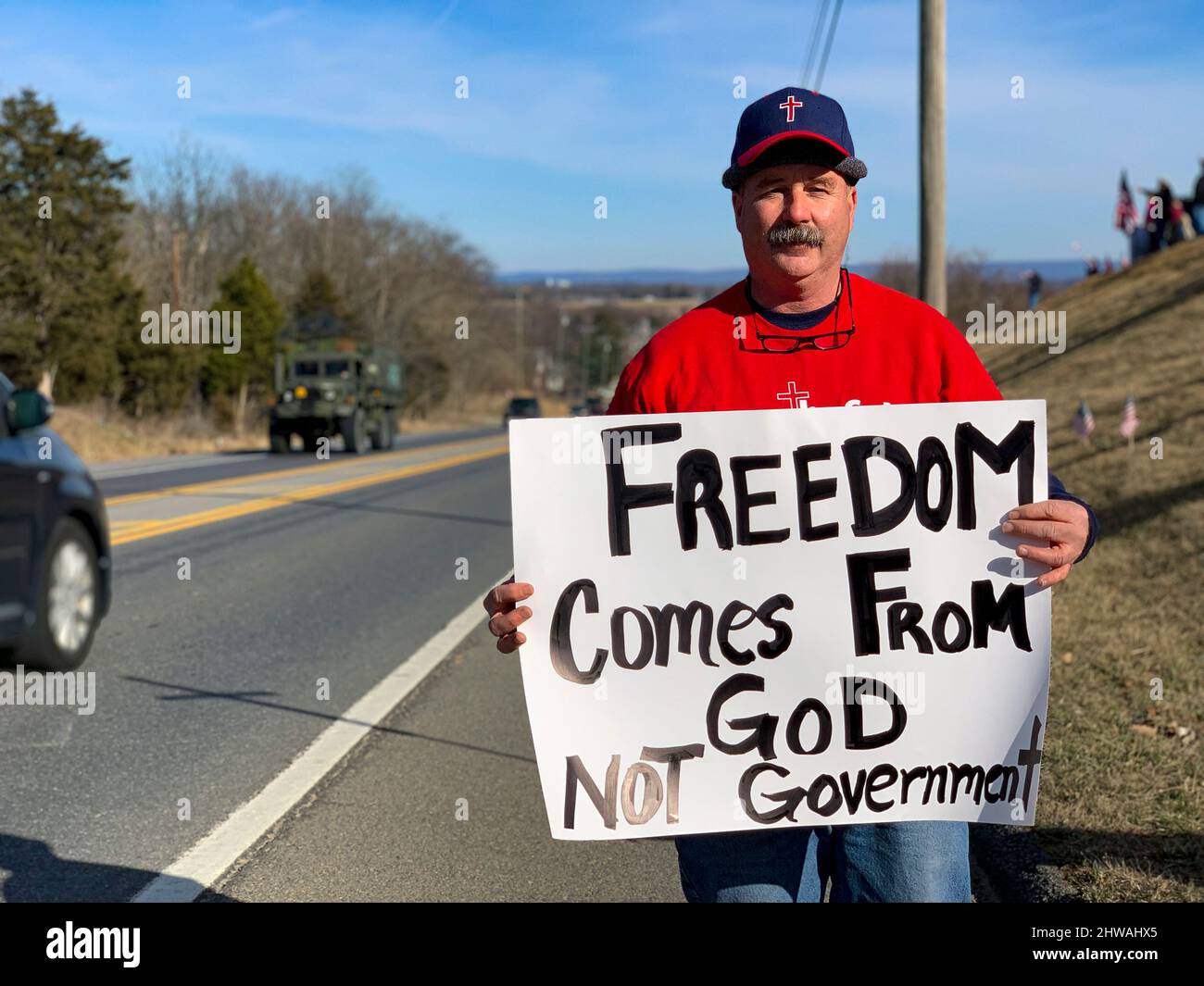 Hagerstown, Maryland, USA. 4th Mar, 2022. Craig Mickel stands along the ...