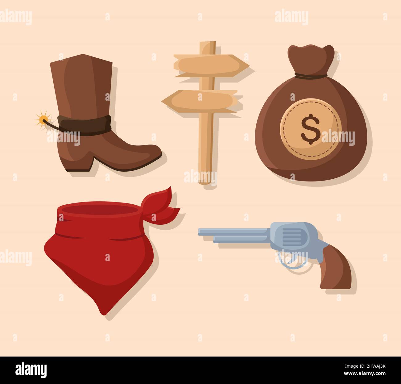 five cowboy items Stock Vector Image & Art - Alamy