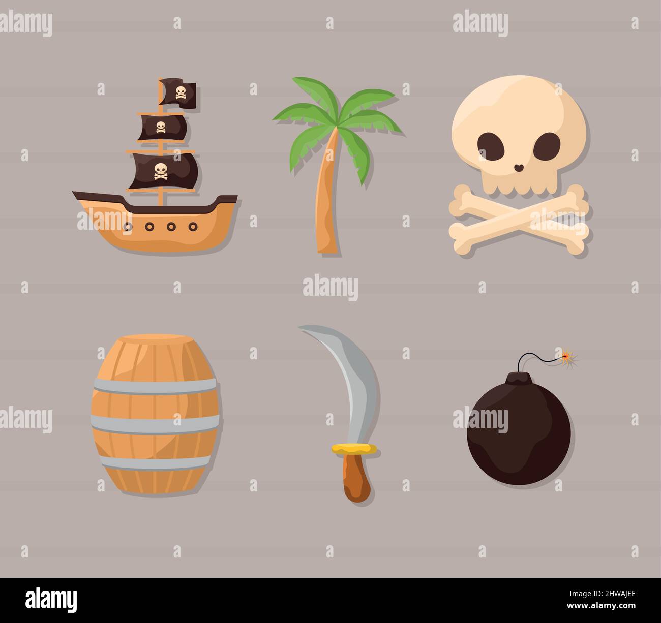 six pirate items Stock Vector Image & Art - Alamy