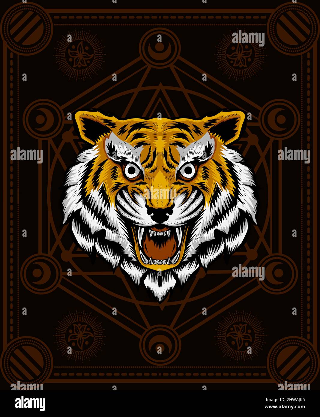 illustration vector tiger head with sacred geometry Stock Vector Image ...
