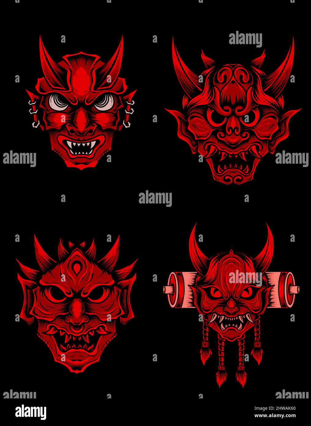 Japanese red mask Stock Vector Images - Alamy