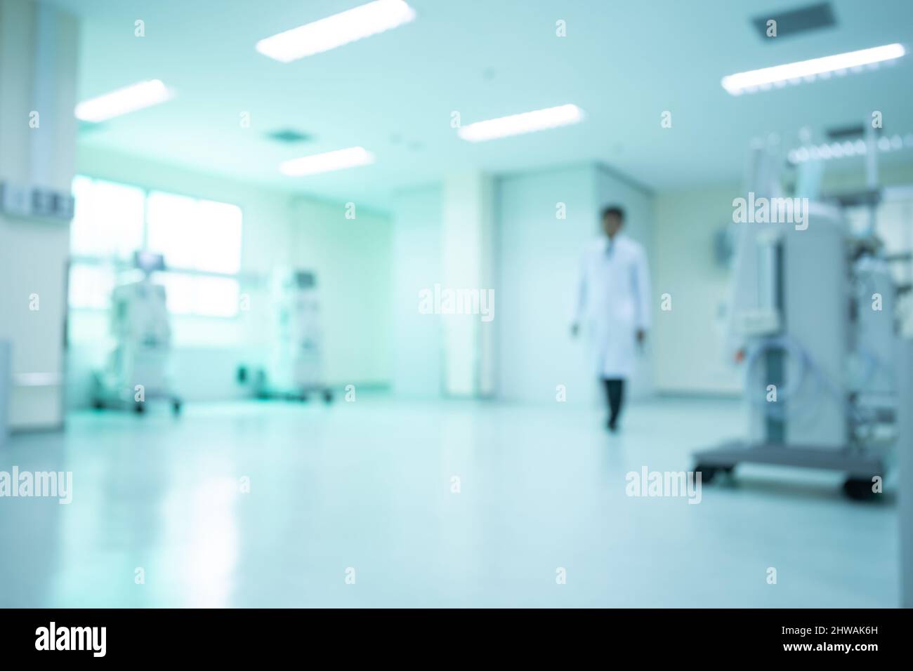 abstract blur blue contemporary office interior blue background of ...