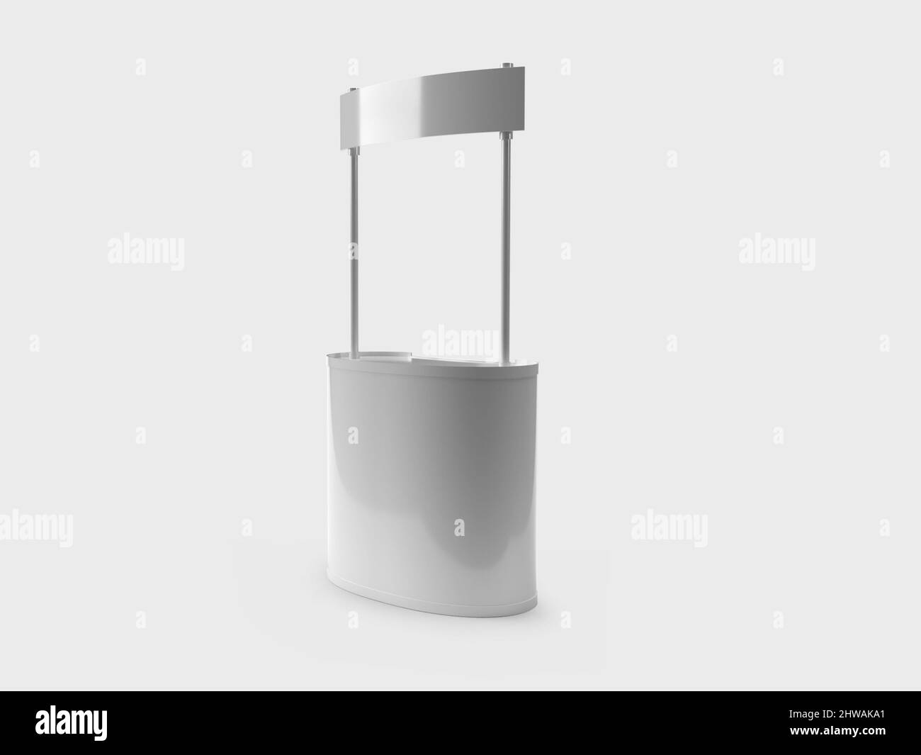 Event Desk Booth 3D Illustration Mockup Scene on Isolated Background ...
