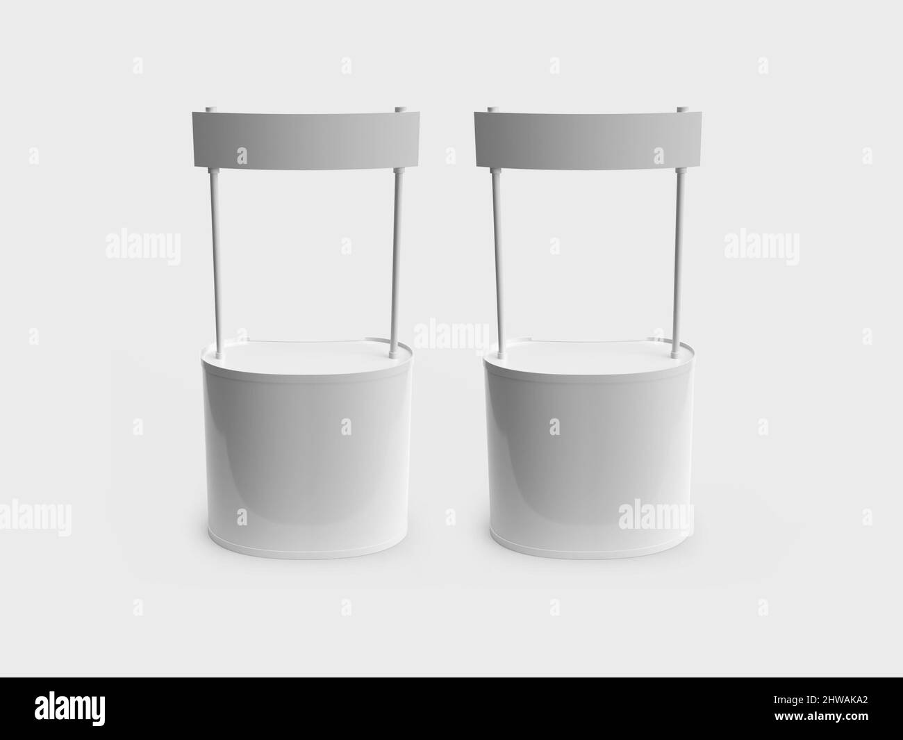 Event Desk Booth 3D Illustration Mockup Scene on Isolated Background ...