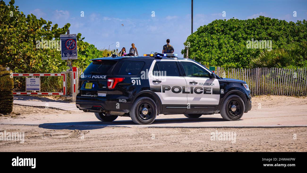Miami Beach Police Car - MIAMI, FLORIDA - FEBRUARY 14, 2022 Stock Photo ...