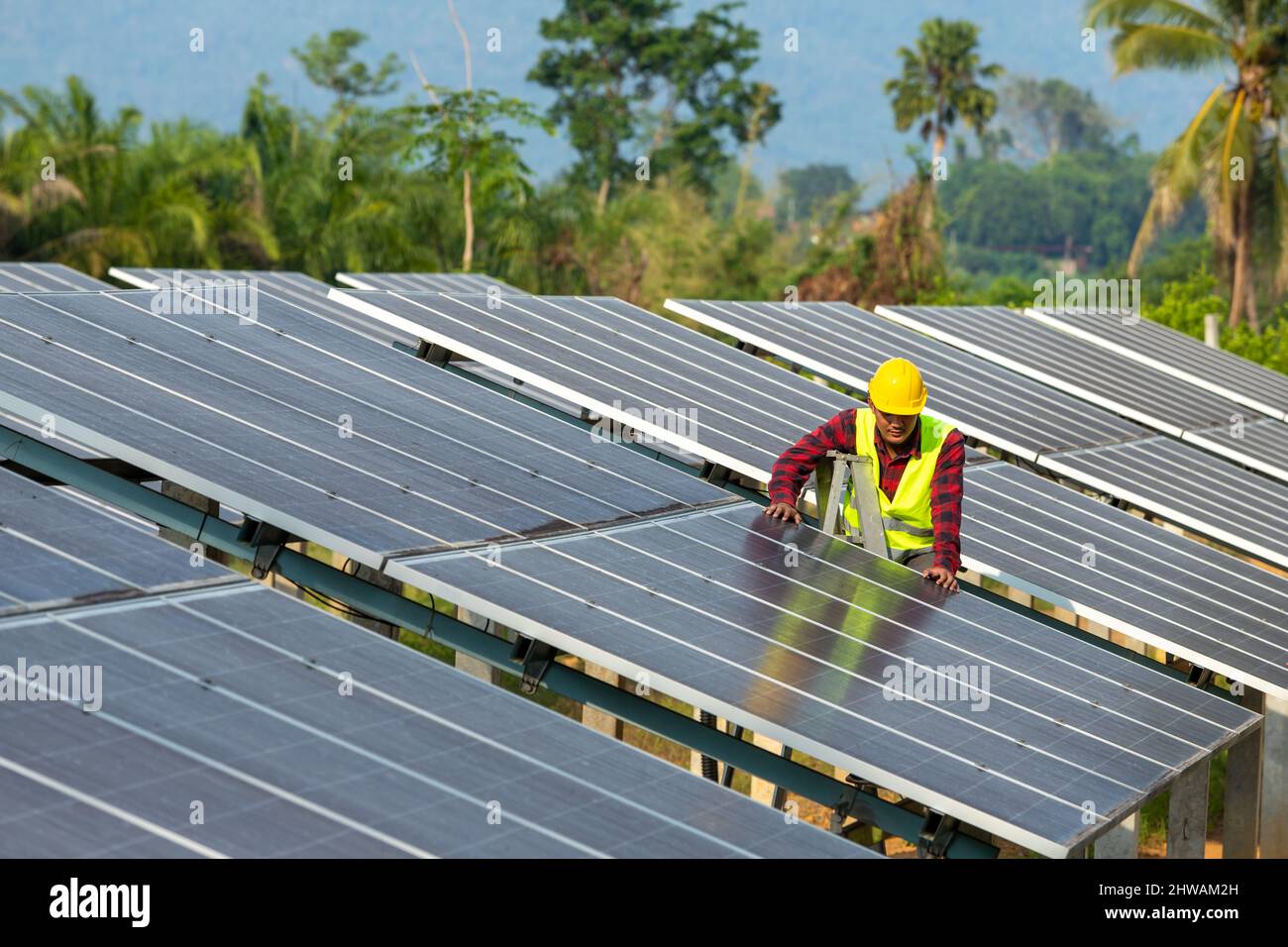 Work on solar power plant hi-res stock photography and images - Alamy