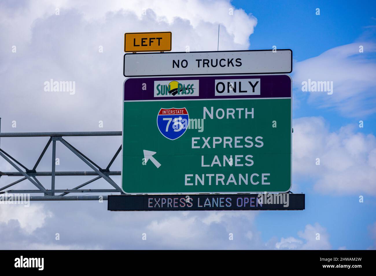 Express Lanes Entrance on the Highway - MIAMI, FLORIDA - FEBRUARY 14 ...