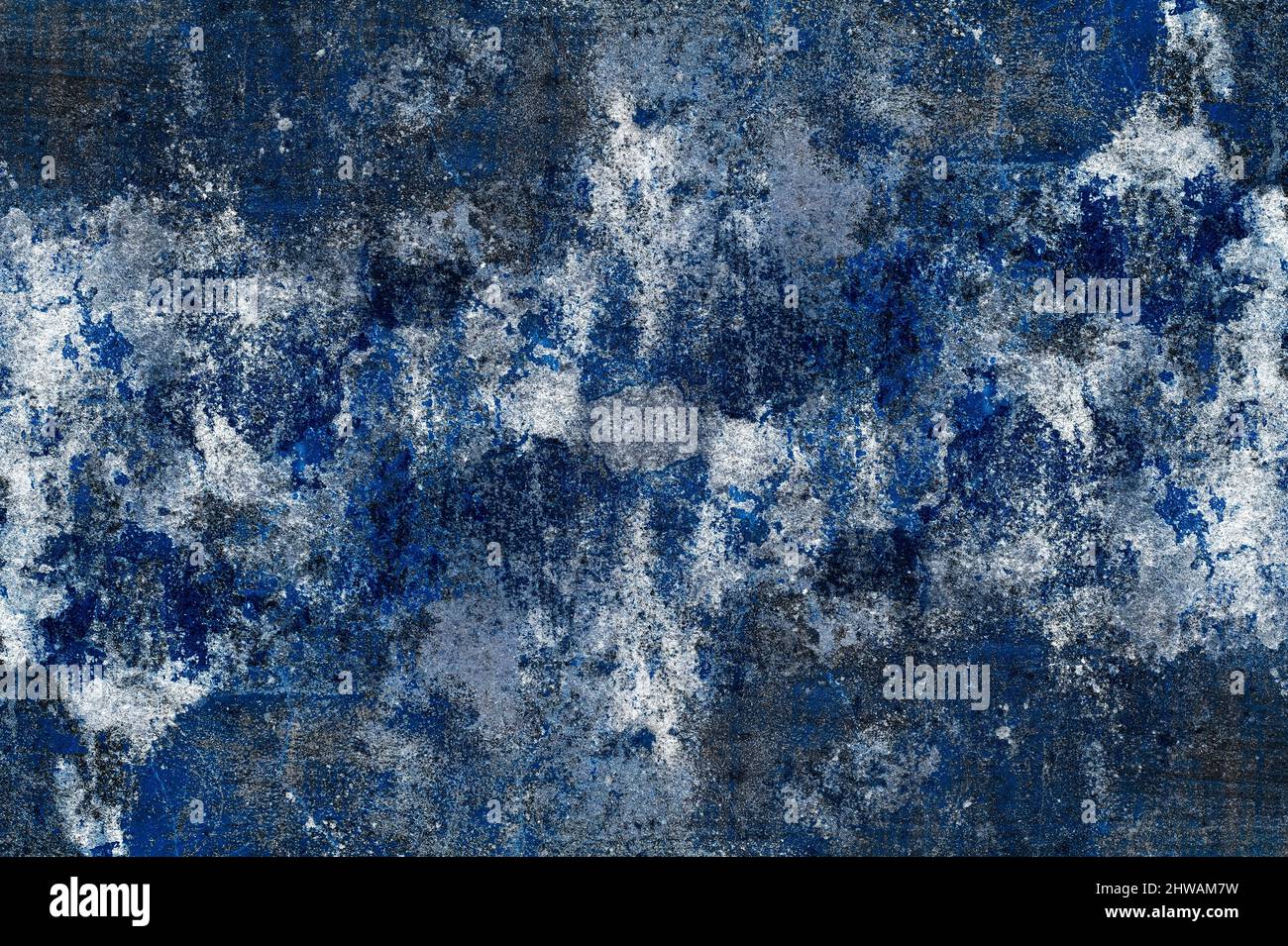 Rustic old concrete wall surface with damaged blue paint for texture ...