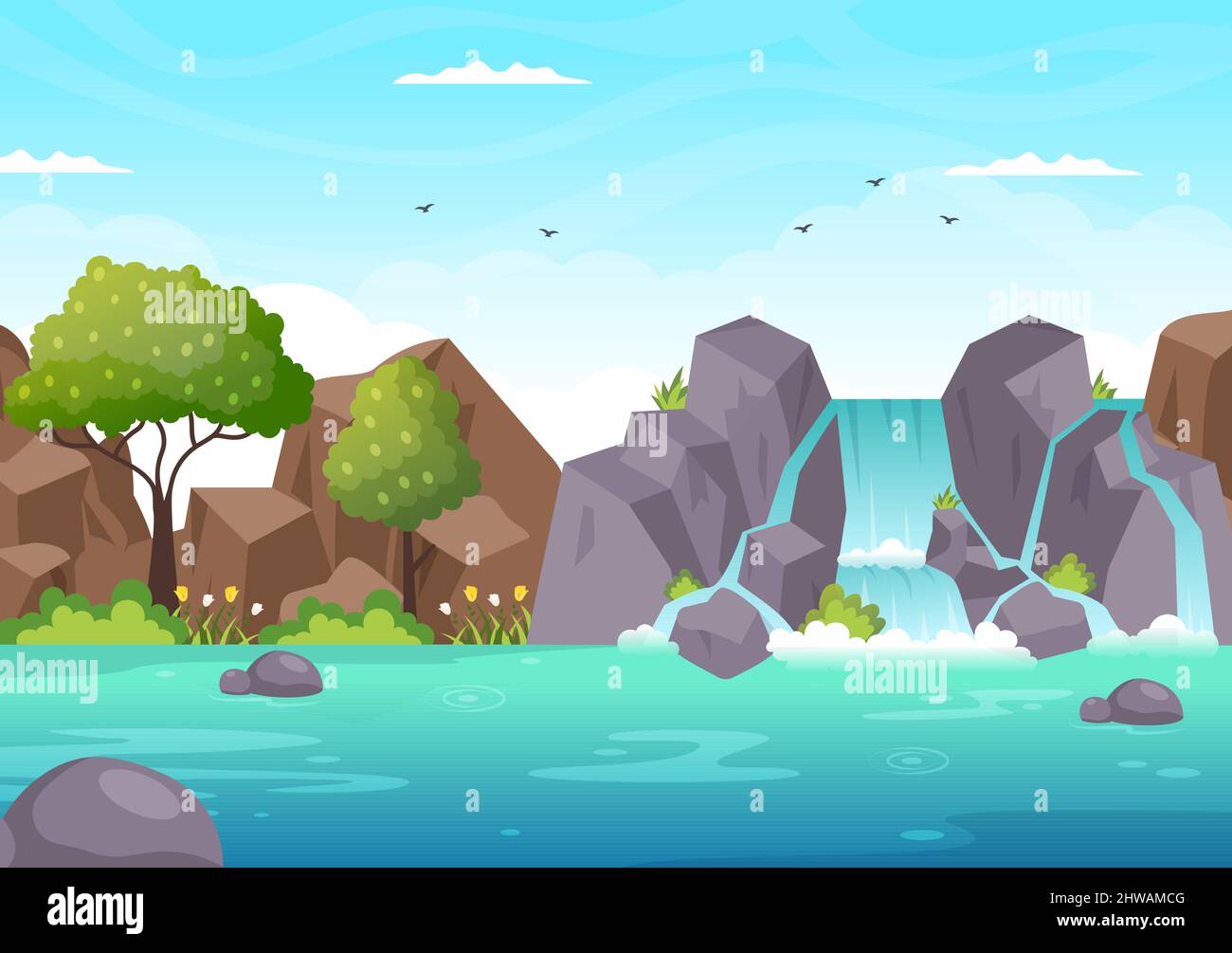 Waterfall Jungle Landscape of Tropical Natural Scenery with Cascade of ...