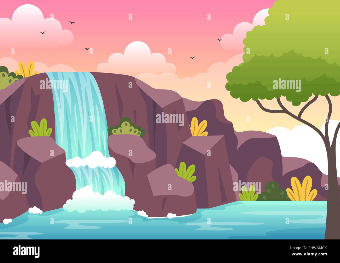 Waterfall Jungle Landscape of Tropical Natural Scenery with Cascade of ...