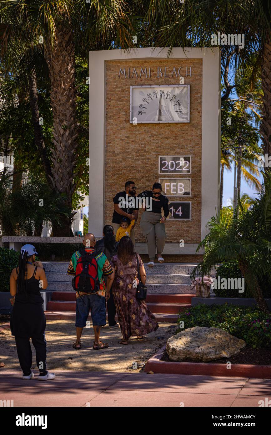 Big Clock at Miami Beach - MIAMI, FLORIDA - FEBRUARY 14, 2022 Stock ...