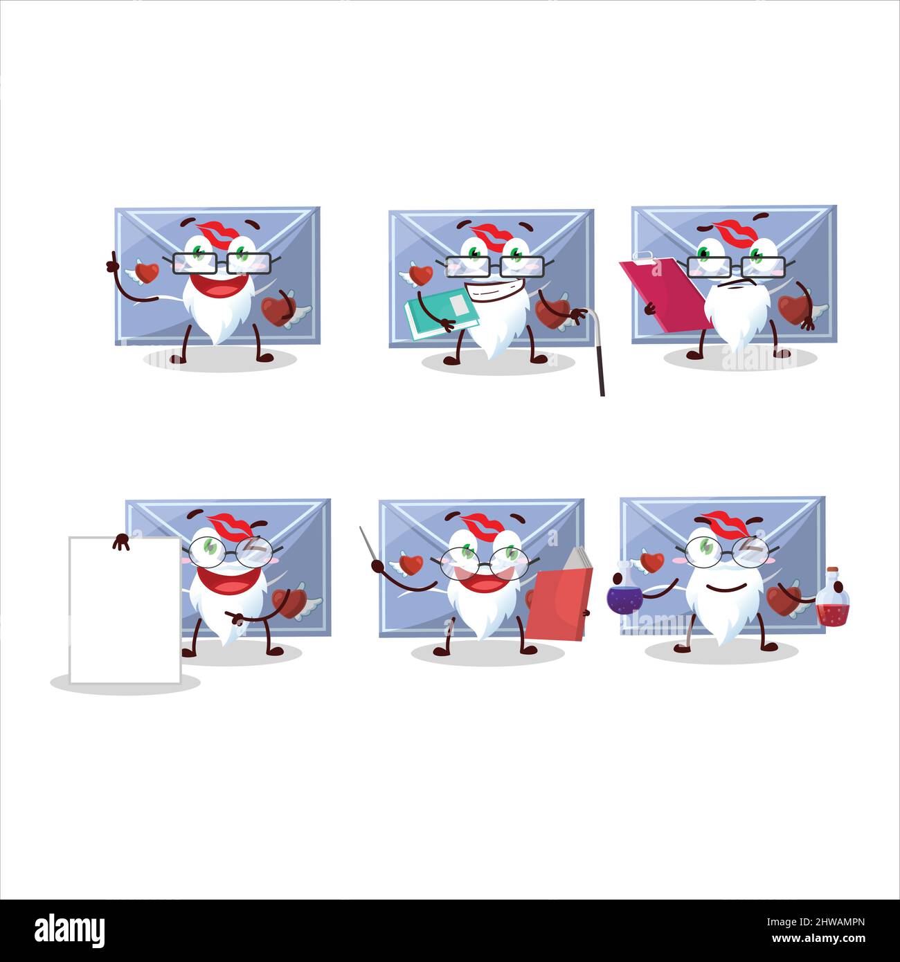 Professor blue love envelope academic cartoon character working on ...