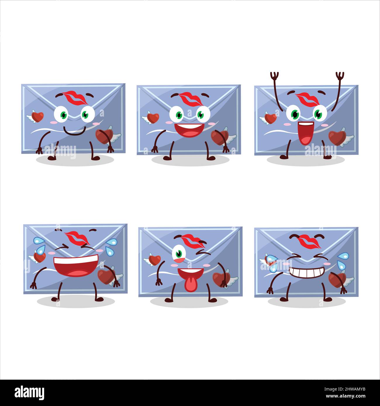 Cartoon character of blue love envelope with smile expression. Vector ...
