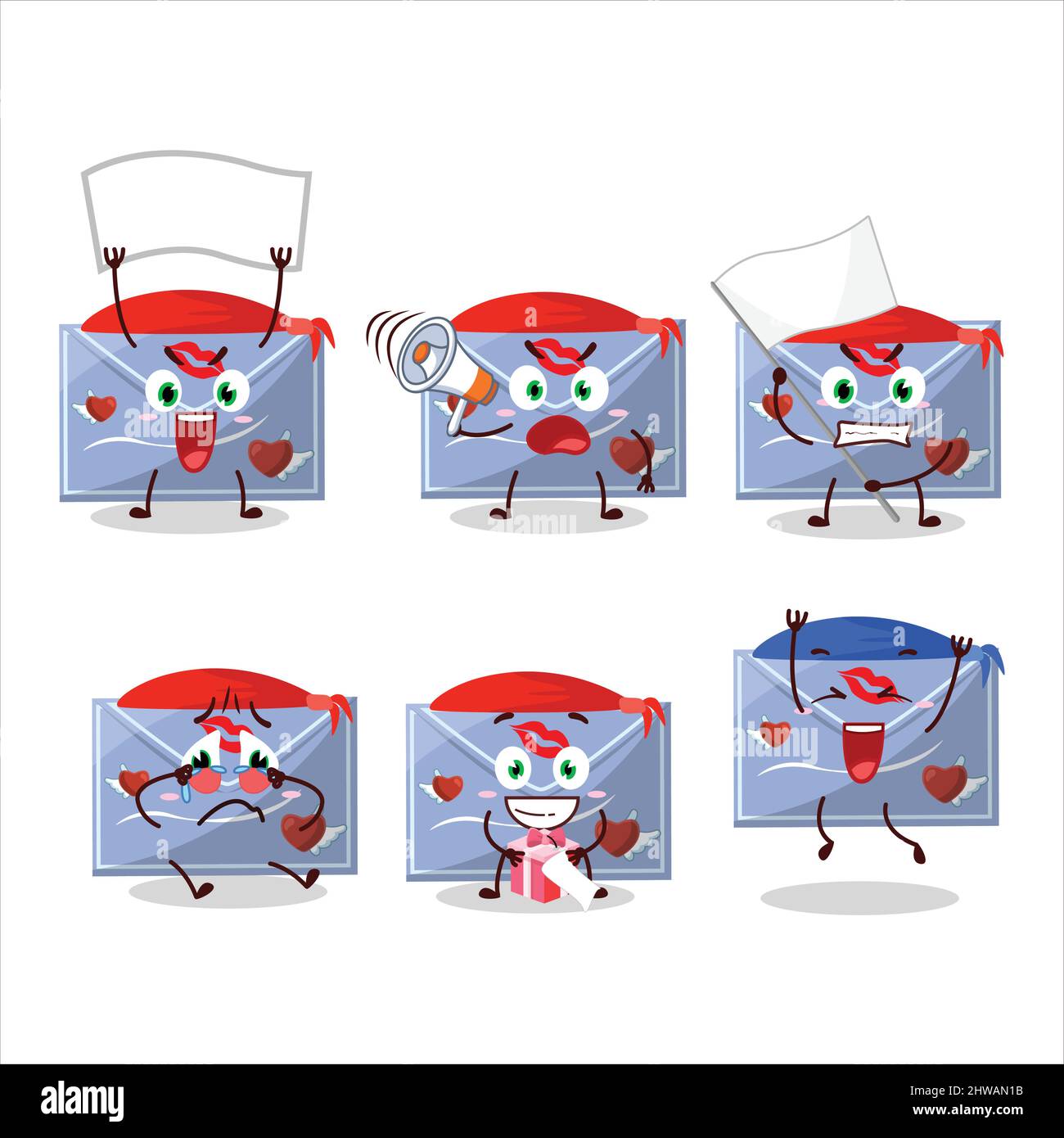 Mascot design style of blue love envelope character as an attractive ...