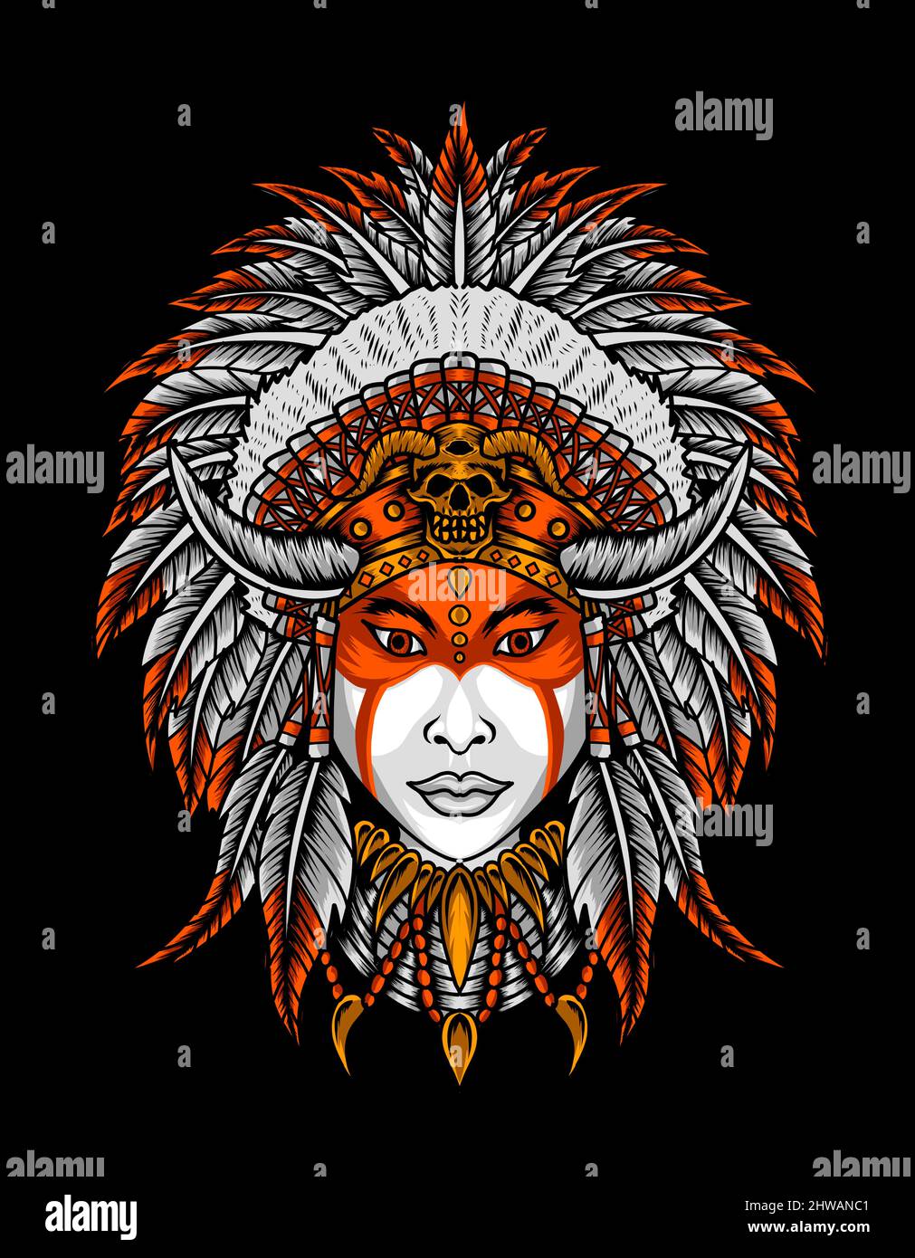 illustration vector indian apache woman head Stock Vector Image & Art ...