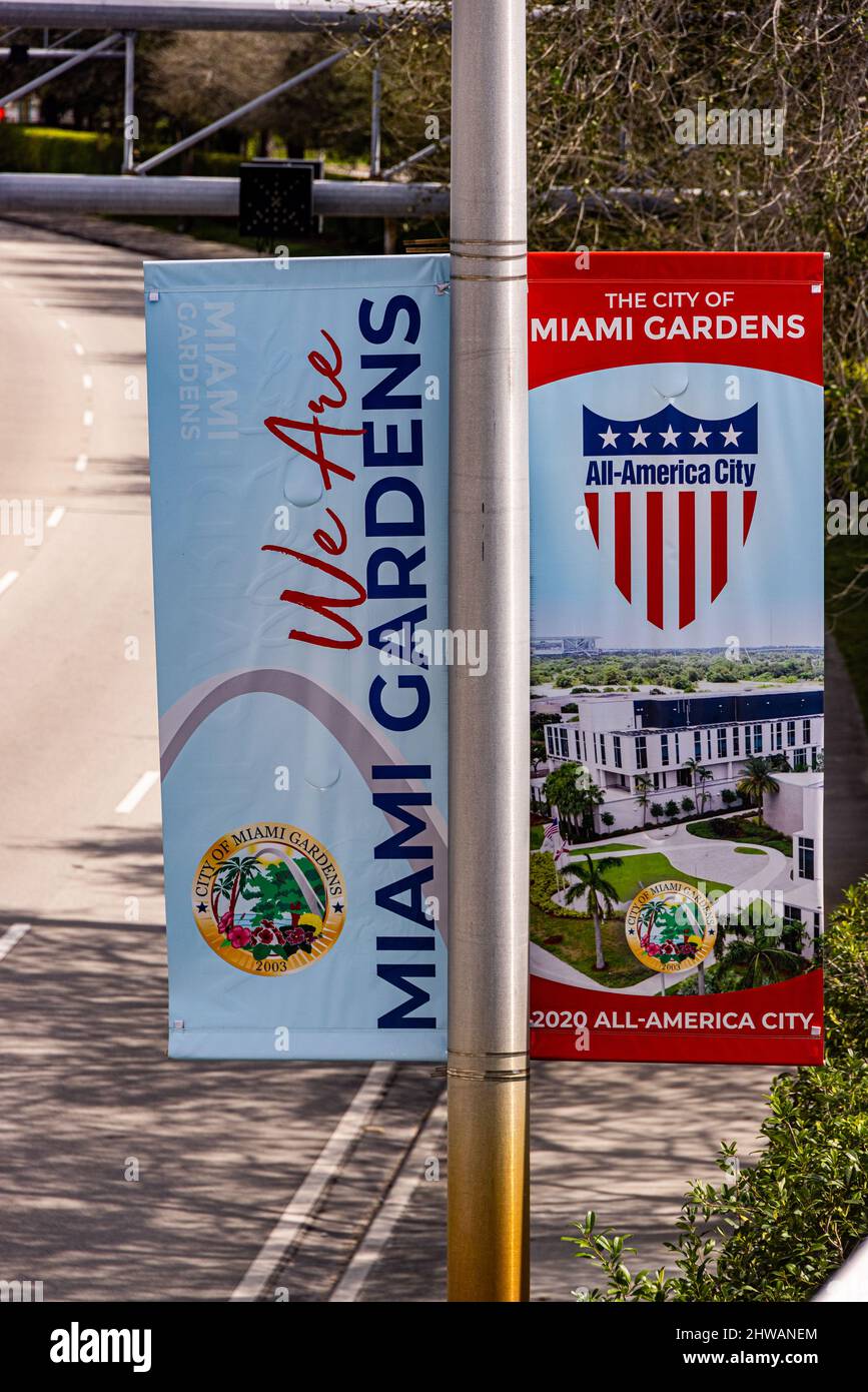 Miami Gardens sign - MIAMI, FLORIDA - FEBRUARY 14, 2022 Stock Photo - Alamy