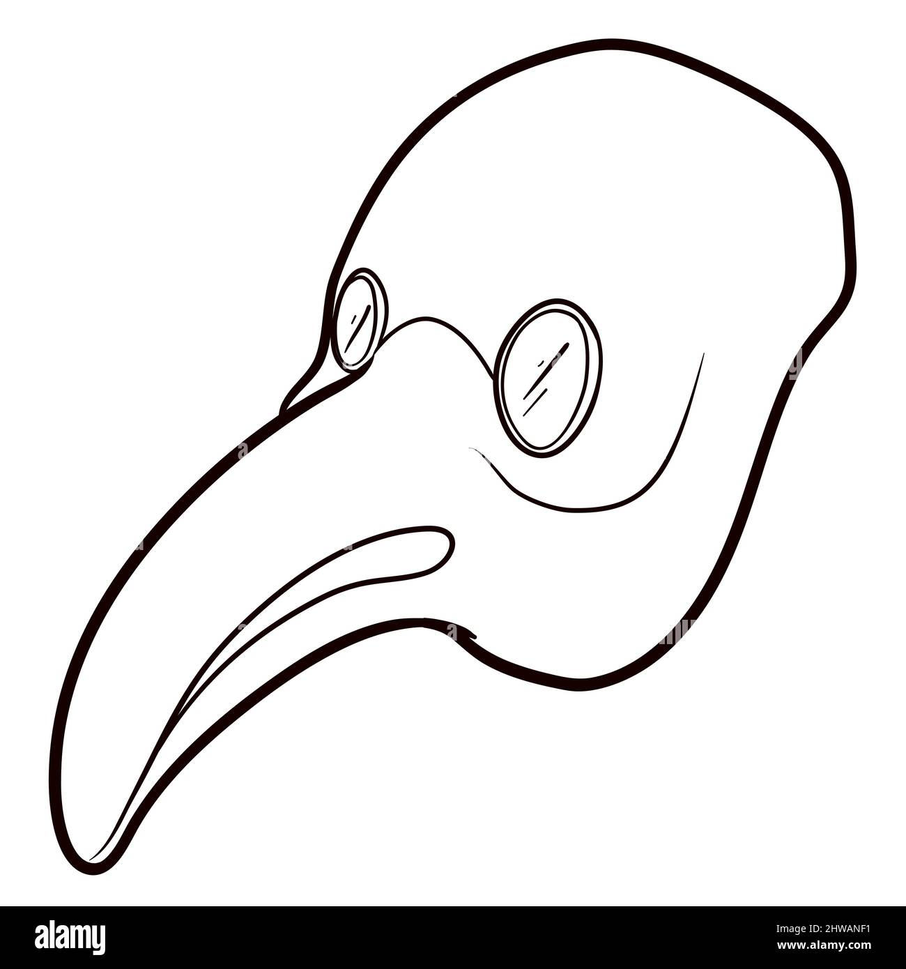 Emblematic Plague Doctor mask, with beak and eye glasses. Design in ...