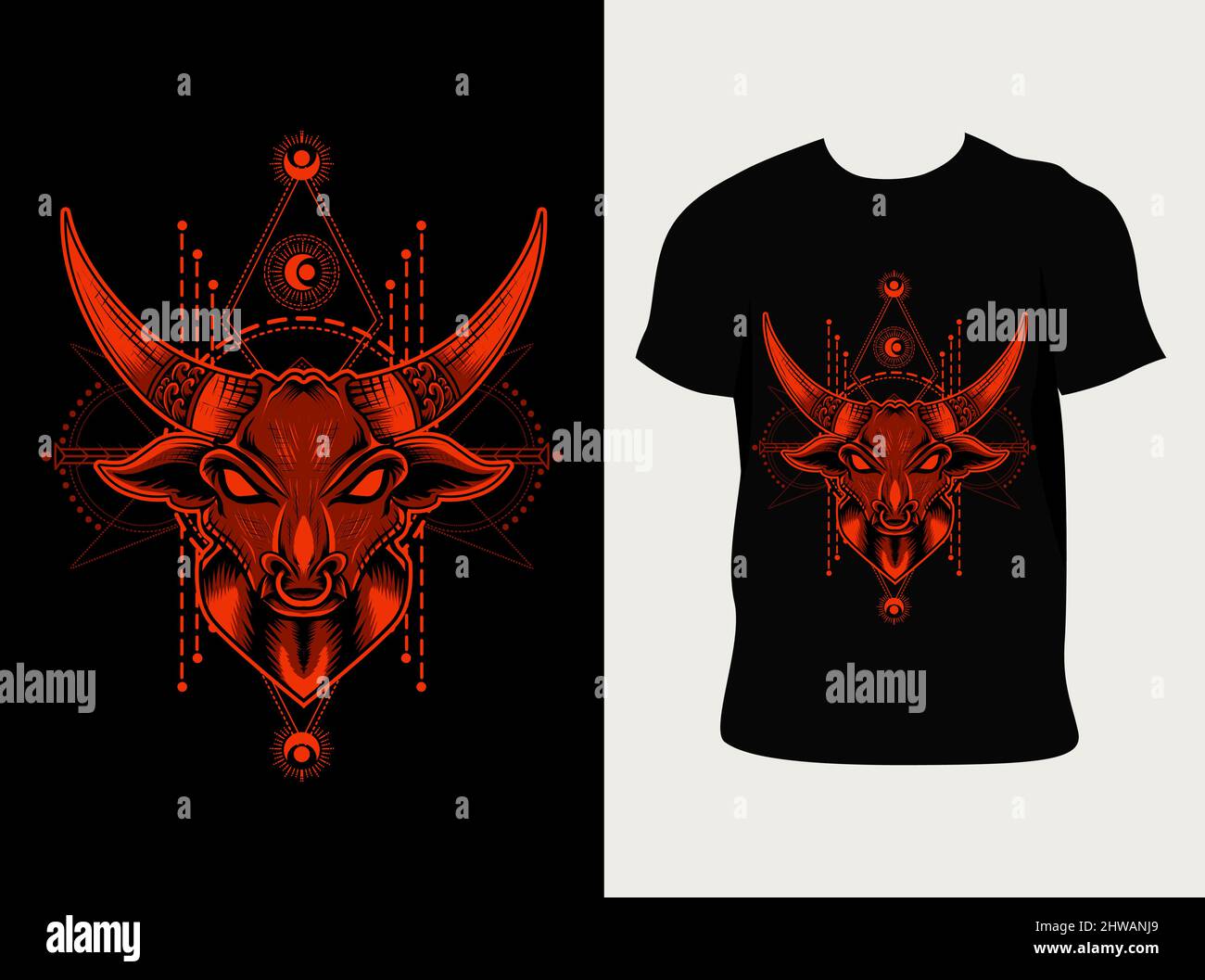 illustration vector bull head with t shirt design Stock Vector Image ...