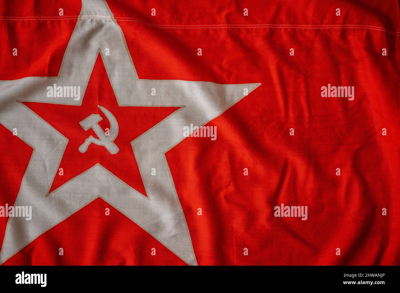 Red hammer and sickle flag, symbol for the communist movement Stock ...