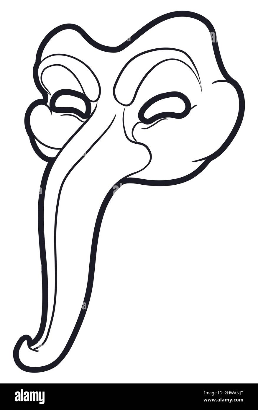 Traditional Zanni mask design in outline to coloring it during Venice's ...