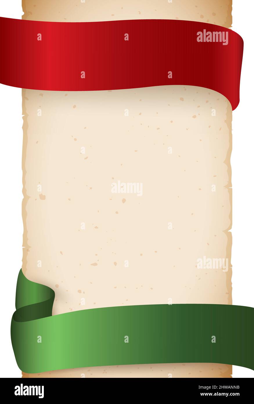 Vertical template design with ancient and ragged scroll decorated with ...