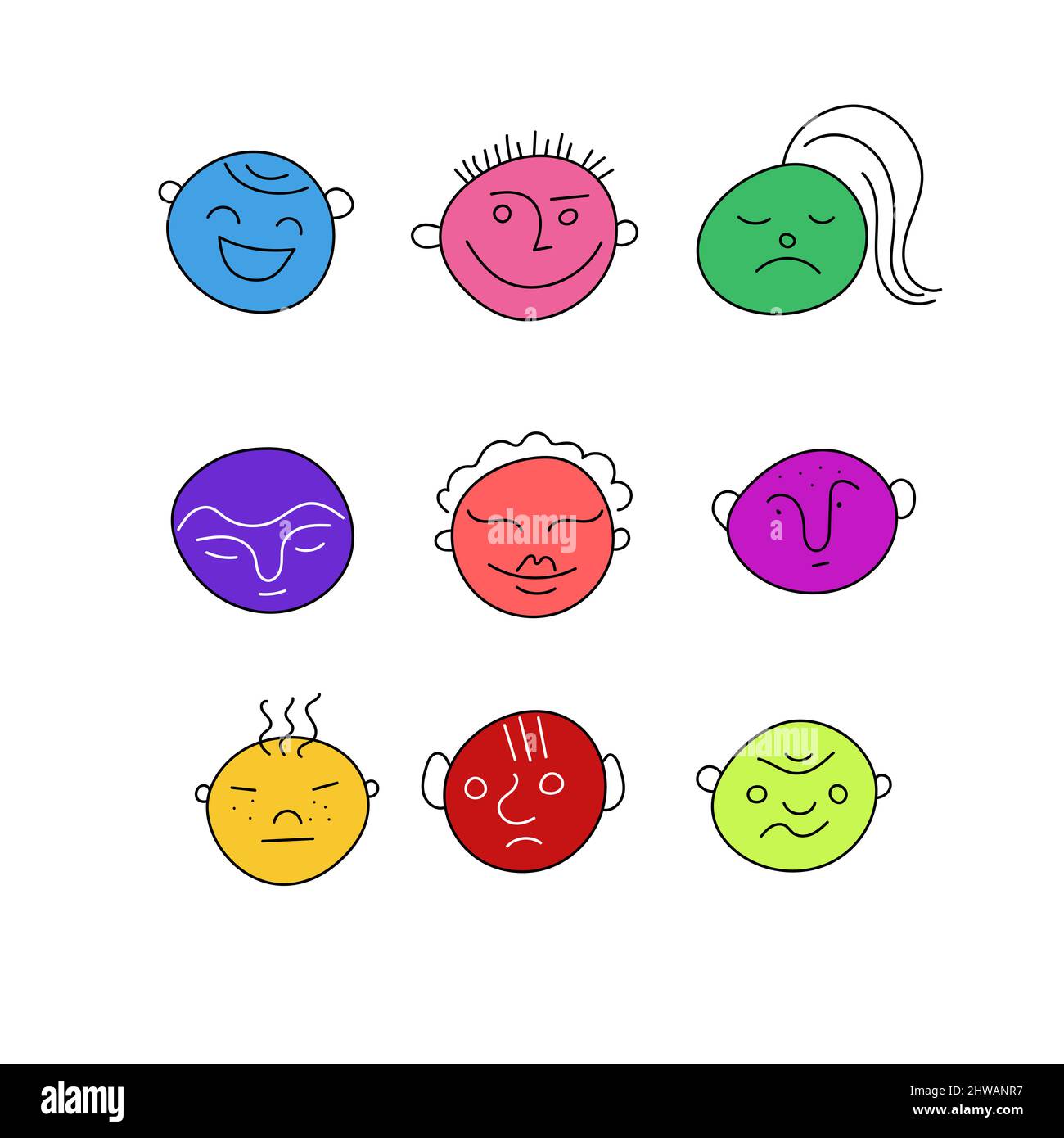Cute faces abstract avatar set Stock Vector Images - Alamy