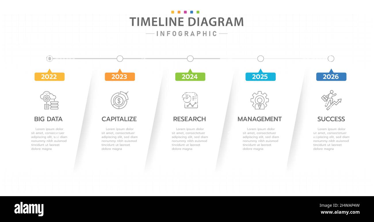 Infographic template for business. 5 Steps Timeline diagram calendar ...