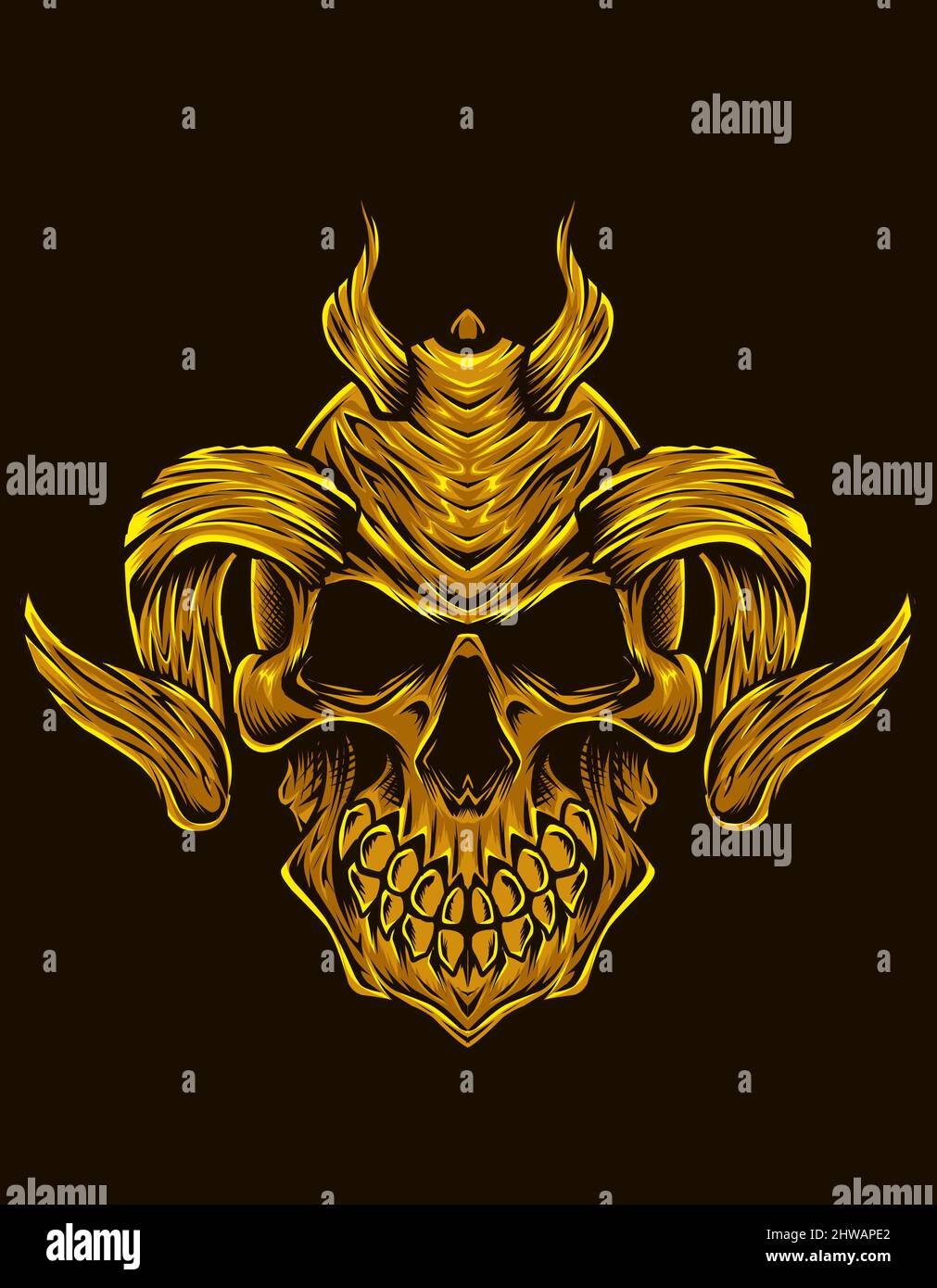 illustration vector demon skull yellow color Stock Vector Image & Art ...