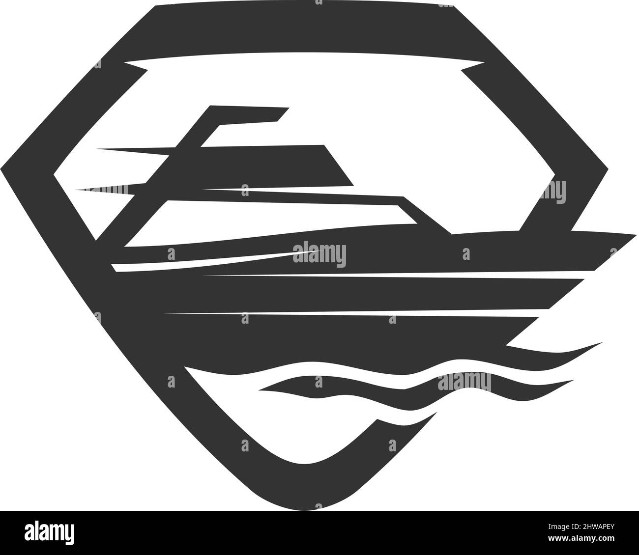 boat ship yacht Shield logo Icon Illustration Brand Identity Stock ...