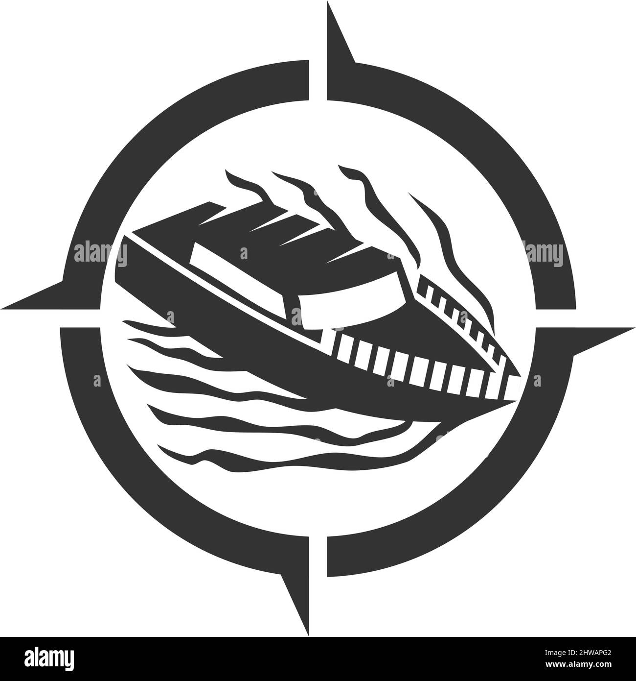 boat ship yacht compass logo Icon Illustration Brand Identity Stock ...