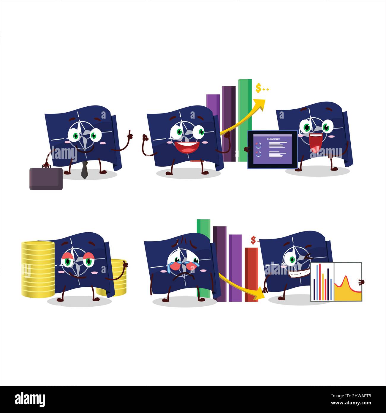 Nato flag character designs as a trader investment mascot. Vector ...