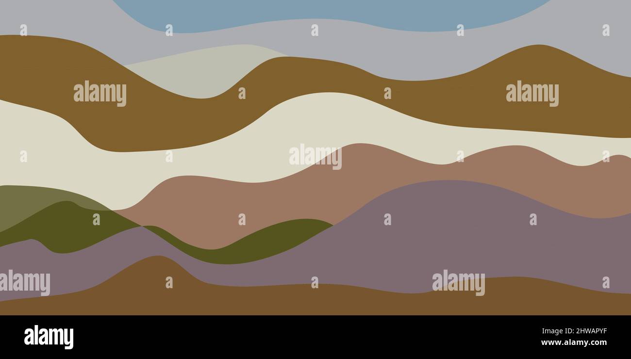 Abstract landscape, mountains. Nature background, brown wavy pattern ...