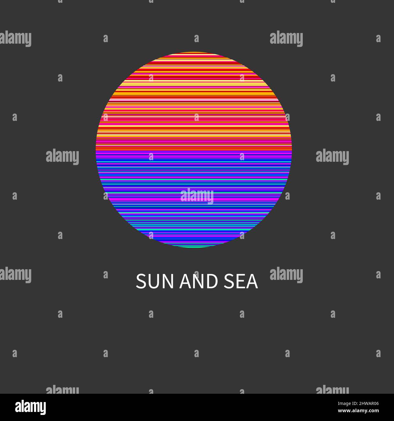 Sea ans sun line logo. Minimal sun and ocean summer abstract icon ...