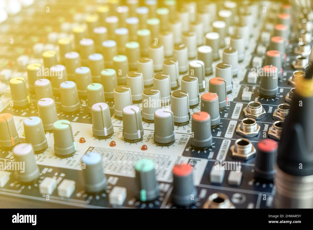 Electronic sound music control panel with jack line various part of ...