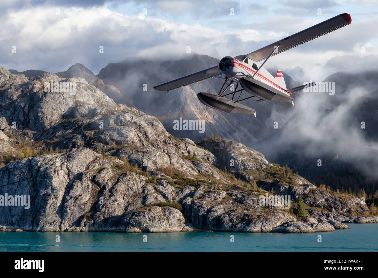 Seaplane Aircraft Flying over the Pacific Ocean Coast Stock Photo - Alamy