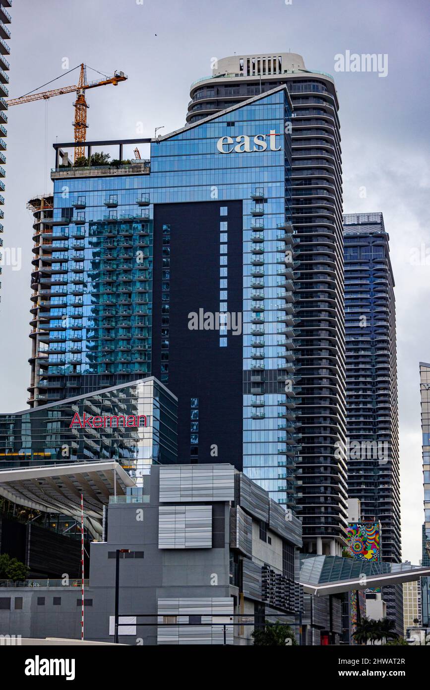 East Building in Downtown Miami - MIAMI, FLORIDA - FEBRUARY 14, 2022 ...