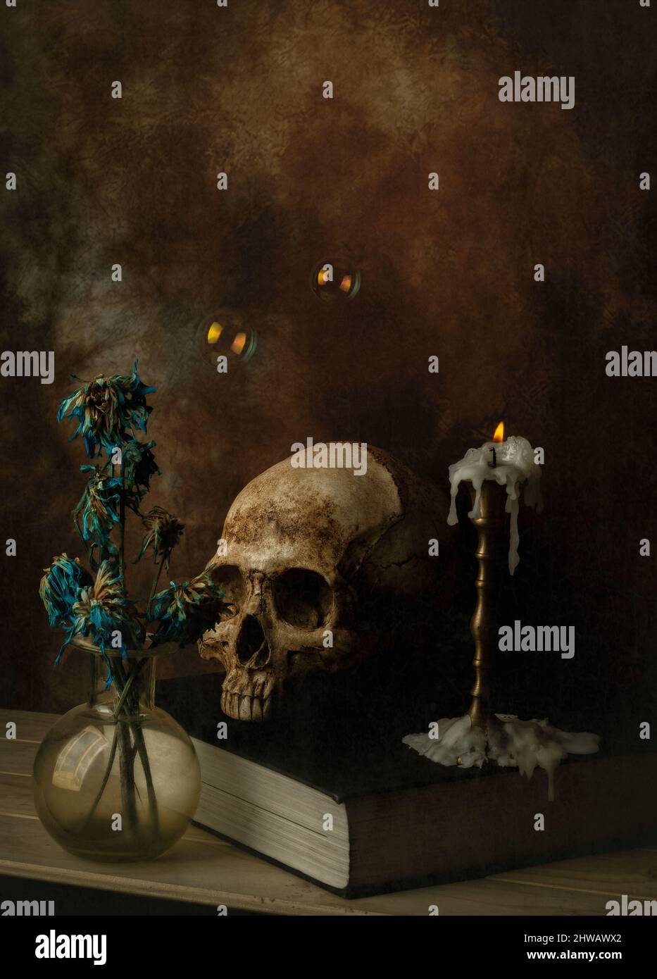 Photographic still life of the Vanitas genre, based on baroque ...